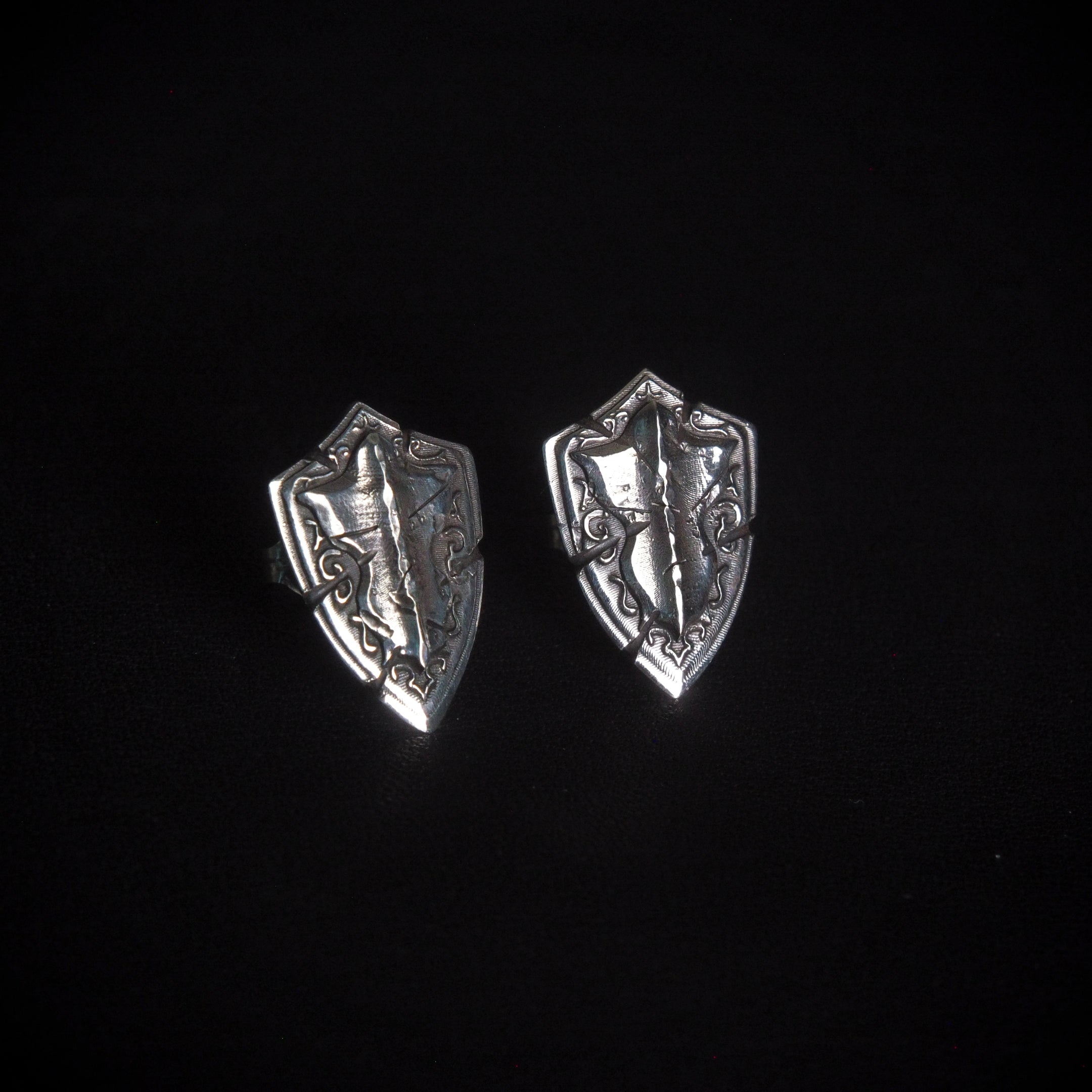 Battlescarred Shield Stud Earrings – Monothic